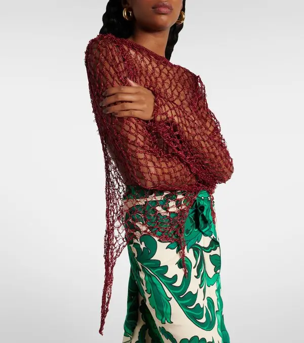 Etro Open-knit Sweater And Printed Crop Top Set