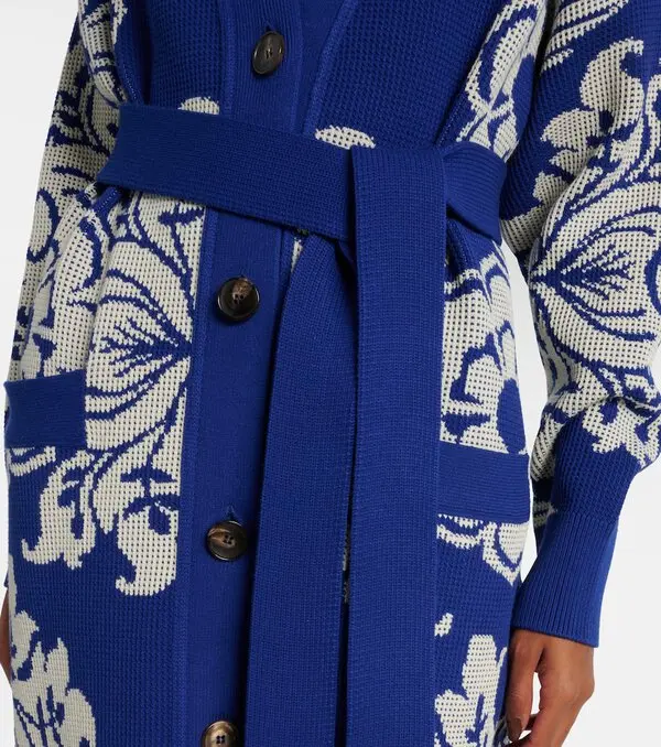 Etro Floral Waffle-knit Hooded Cardigan