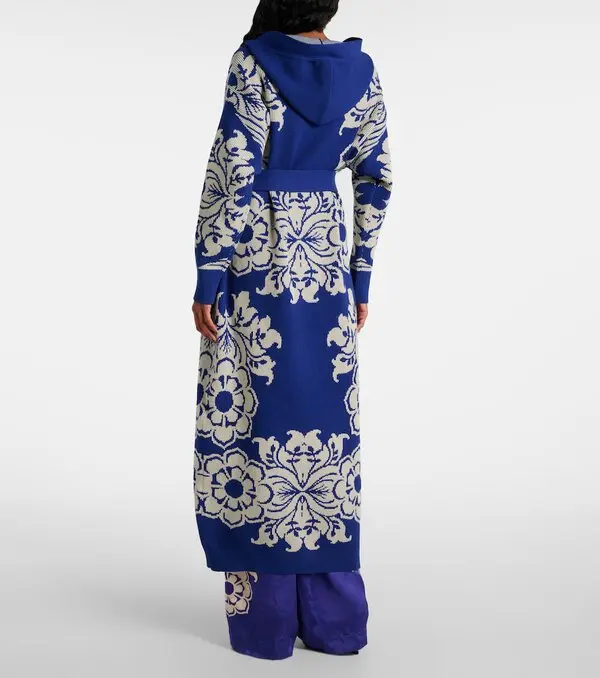 Etro Floral Waffle-knit Hooded Cardigan