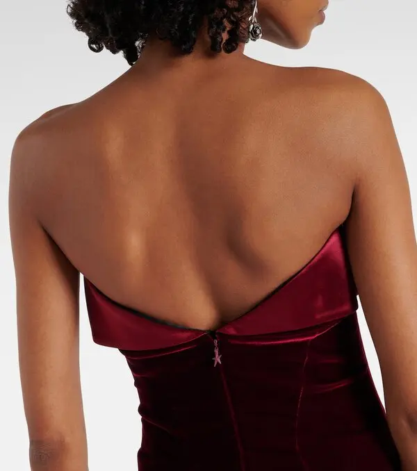 MUGLER Velvet And Satin Mini Dress - Red