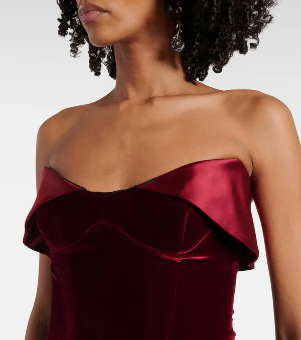 MUGLER Velvet And Satin Mini Dress - Red