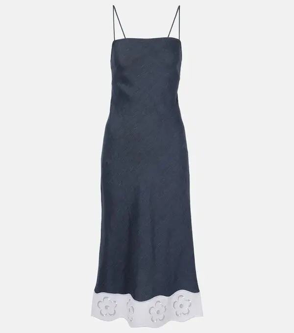 Staud Paolo Linen-blend Midi Dress - White