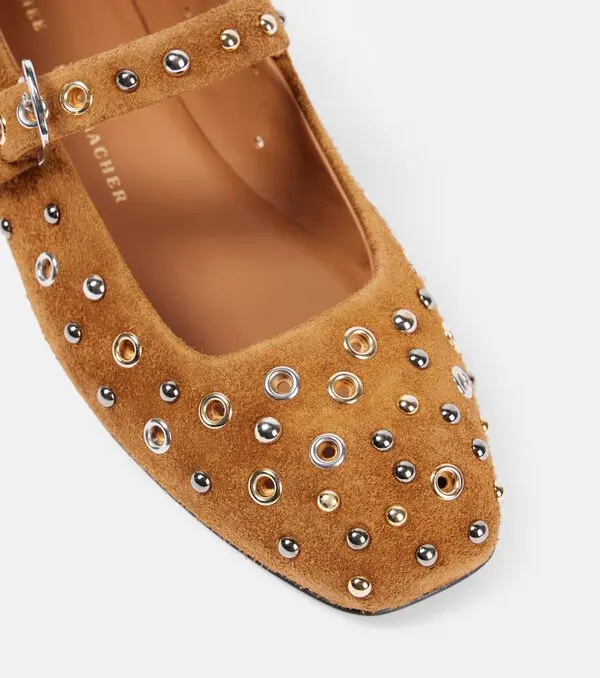 Dorothee Schumacher Suede Mary Jane Flats With Silver Tone Hardware