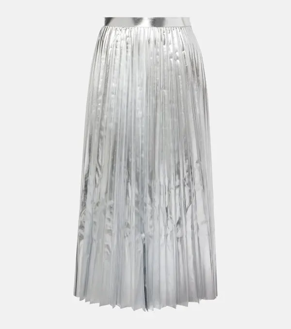 Junya Watanabe Pleated Metallic-effect Midi Skirt
