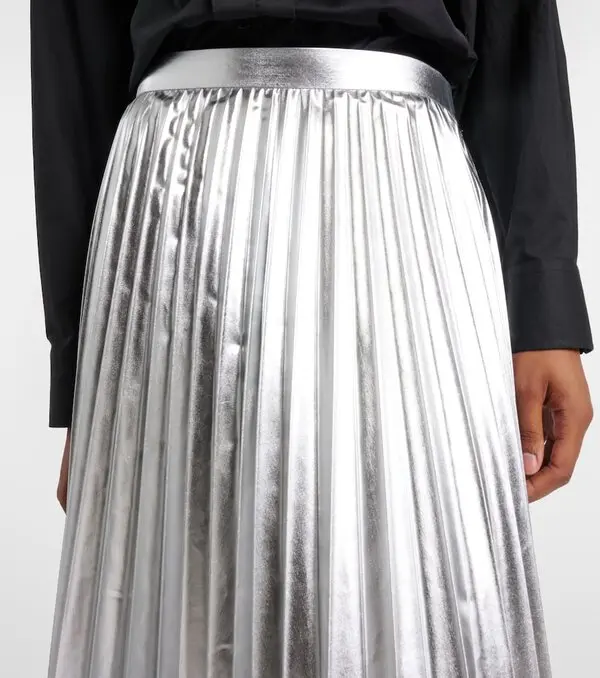 Junya Watanabe Pleated Metallic-effect Midi Skirt