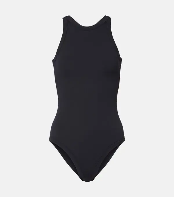TOTEME Curved Ribbed-knit Jersey Swimsuit