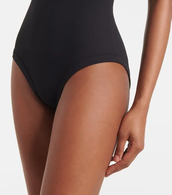 TOTEME Curved Ribbed-knit Jersey Swimsuit