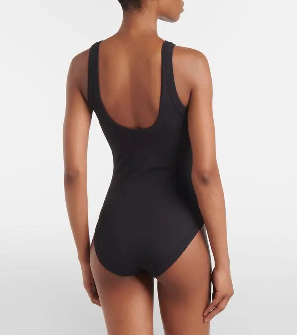 TOTEME Curved Ribbed-knit Jersey Swimsuit