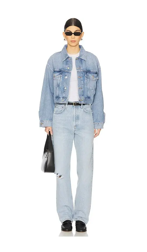 AGOLDE Palmer Cropped Denim Jacket - Blue