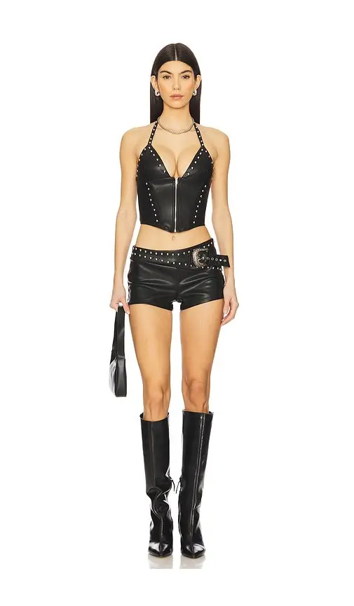 Superdown Melisa Faux Leather Top