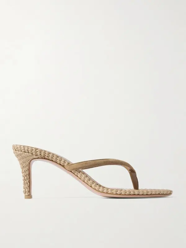 GIANVITO ROSSI Calypso Raffia And Suede Heeled Sandals - Brown