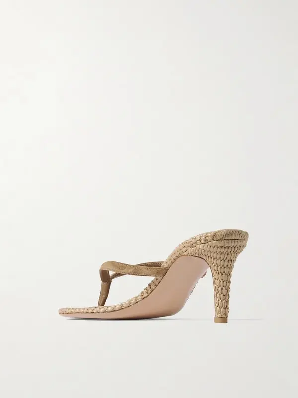 GIANVITO ROSSI Calypso Raffia And Suede Heeled Sandals - Brown