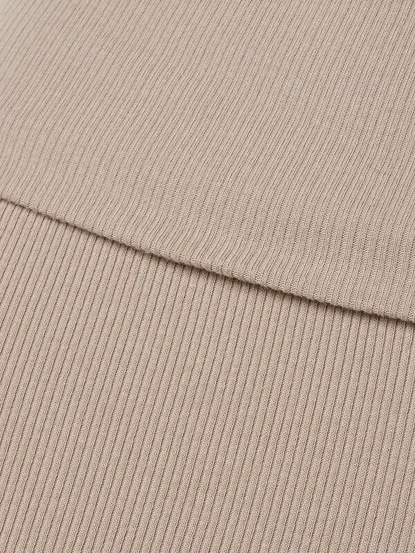 SKIMS Cotton Rib Foldover Stretch-cotton Jersey Pants - Brown