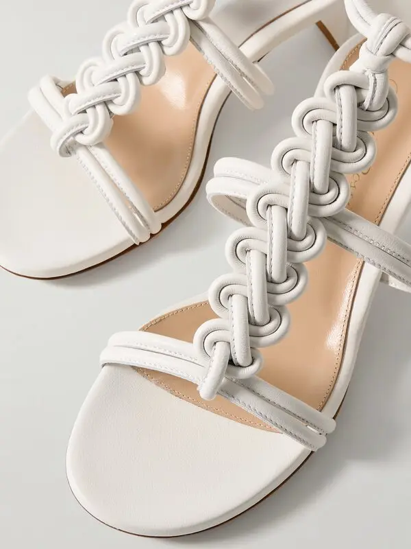 GIANVITO ROSSI Braided Leather Block Heel Sandals