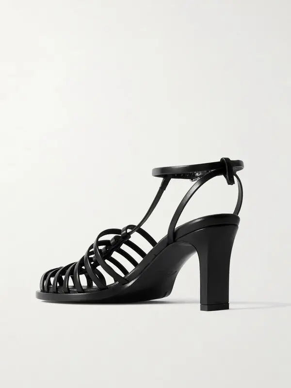 TOD'S Caged Leather Block Heel Sandals