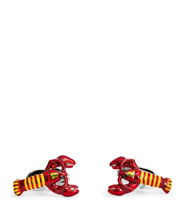 BABETTE WASSERMAN LONDON Rhodium-plated Enamel Lobster Cufflinks - Red