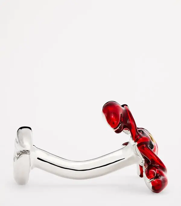 BABETTE WASSERMAN LONDON Rhodium-plated Enamel Lobster Cufflinks