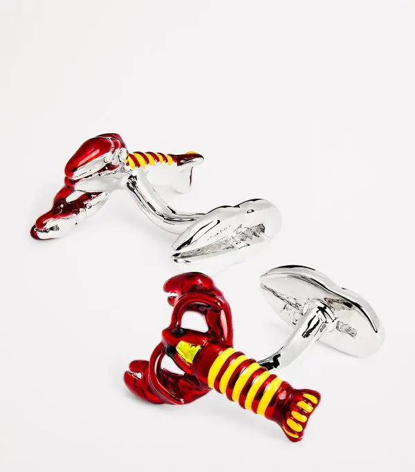 BABETTE WASSERMAN LONDON Rhodium-plated Enamel Lobster Cufflinks