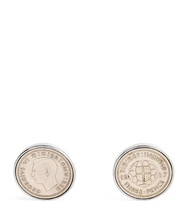 BABETTE WASSERMAN LONDON Rhodium-plated Coin Cufflinks - Silver