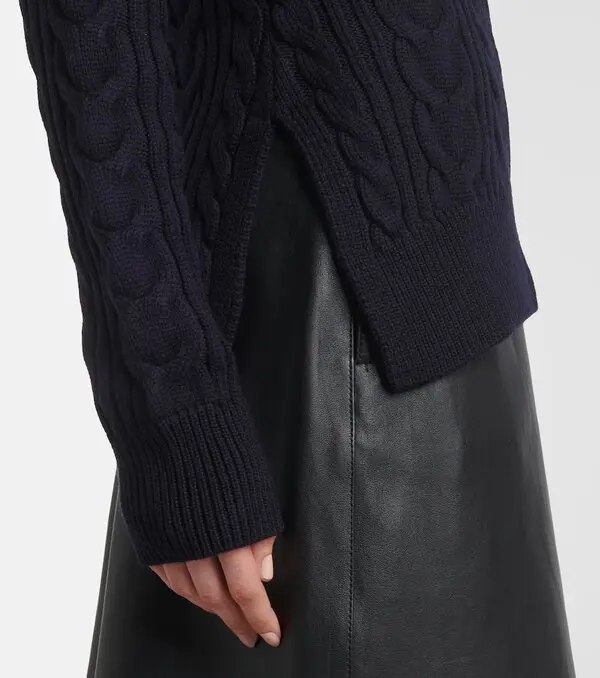 TOTEME Cable-knit Wool And Cotton Turtleneck Sweater