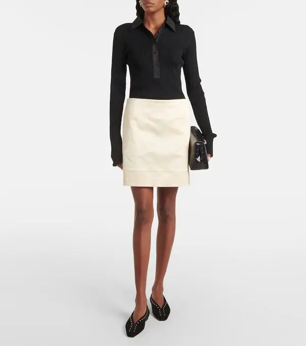 TOTEME Cotton-blend Crepe Miniskirt In Ecru