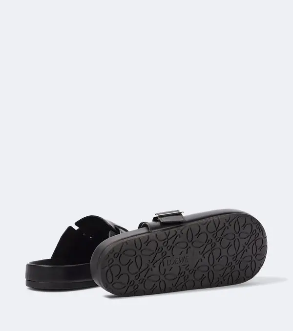 Loewe Ease Buckle Leather Mules In Ivory Glow