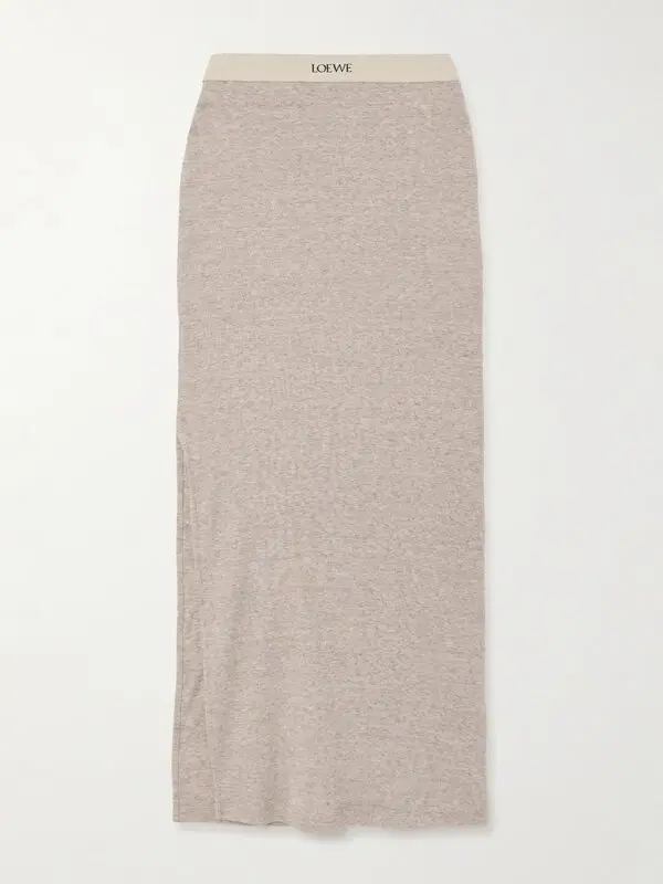 Loewe Cotton And Wool-blend Jersey Midi Skirt - Neutrals