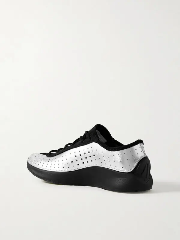 Nike Superfly Perforated Metallic Leather And Suede Sneakers - Silver