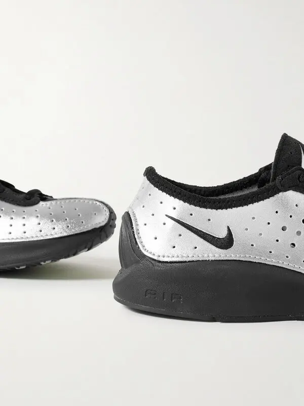 Nike Superfly Perforated Metallic Leather And Suede Sneakers - Silver