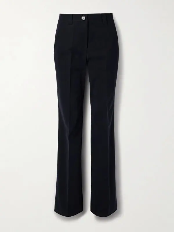 Veronica De Piante Avery Cotton-blend Straight-leg Trousers - Blue