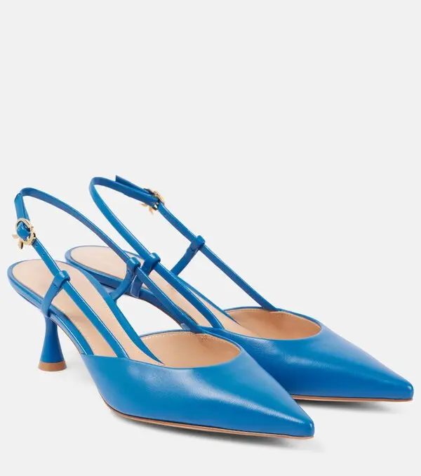 GIANVITO ROSSI Ascent 55 Leather Slingback Pumps - Blue