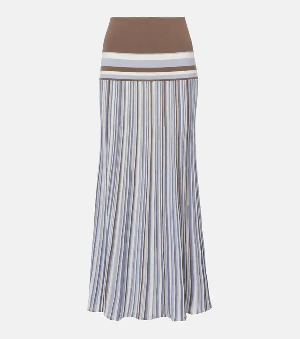 Faithfull The Brand Citara Striped Cotton-blend Maxi Skirt - Blue
