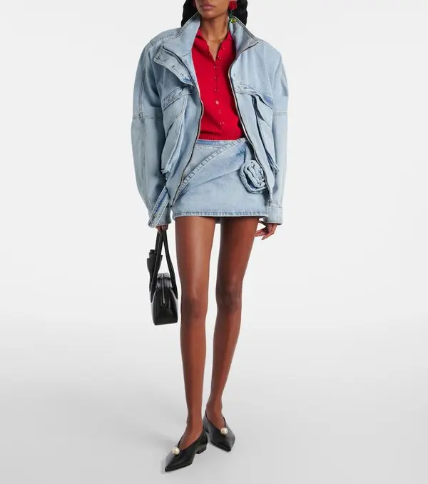 Magda Butrym Floral Appliqué Denim Miniskirt