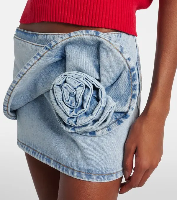Magda Butrym Floral Appliqué Denim Miniskirt