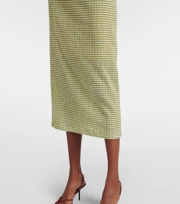 Vince Gingham Check Midi Skirt