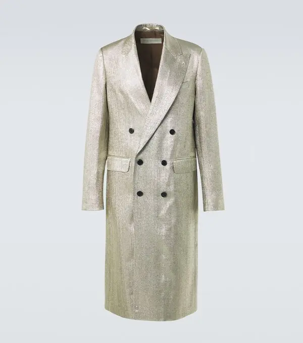Dries Van Noten Double-breasted Lame Coat
