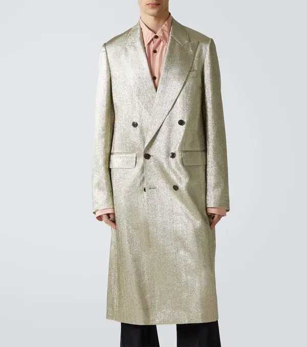 Dries Van Noten Double-breasted Lame Coat