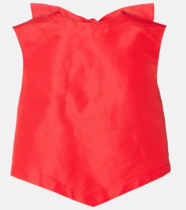 PATOU Bow Detail Open-back Faille Crop Top - Red