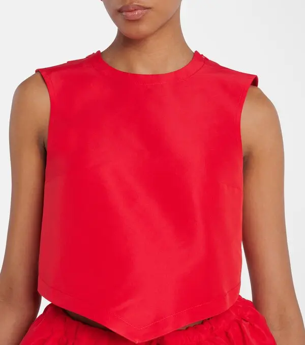 PATOU Bow Detail Open-back Faille Crop Top - Red
