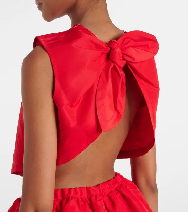 PATOU Bow Detail Open-back Faille Crop Top - Red