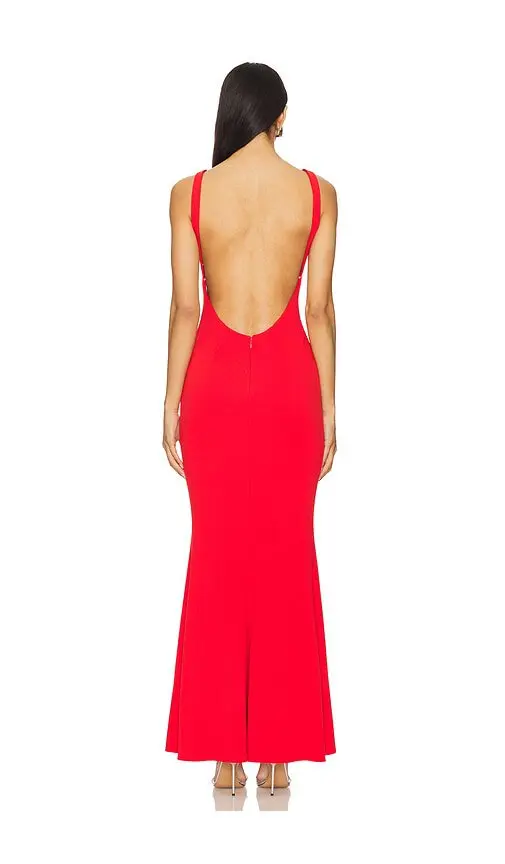 Katie May V-neck Crepe Gown
