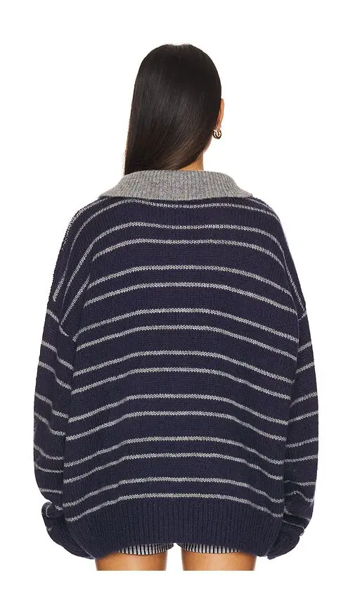 Lioness Striped Polo Jumper - Navy