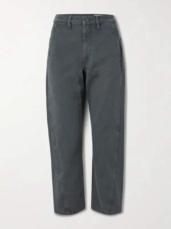 LEMAIRE Twisted Cropped Paneled High-rise Straight-leg Jeans - Blue