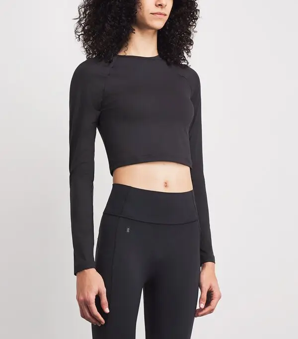 On Studio Long Sleeve Cropped Top - Black