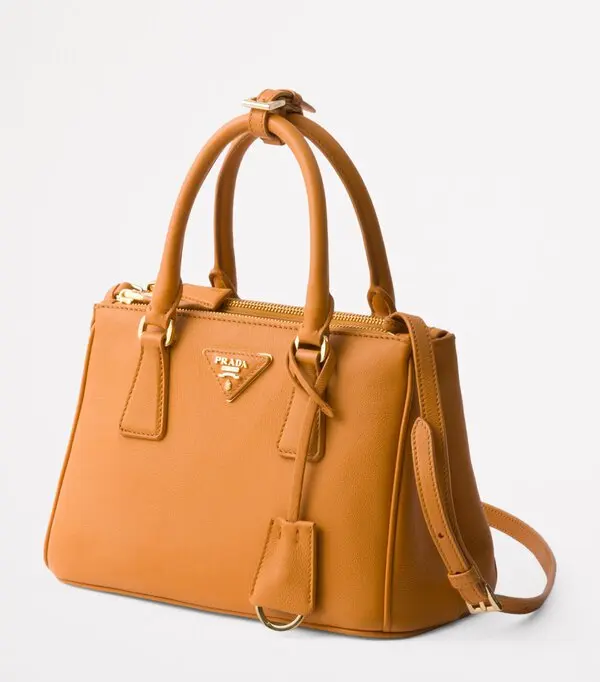 Prada Small Leather Galleria Top-handle Bag - Orange