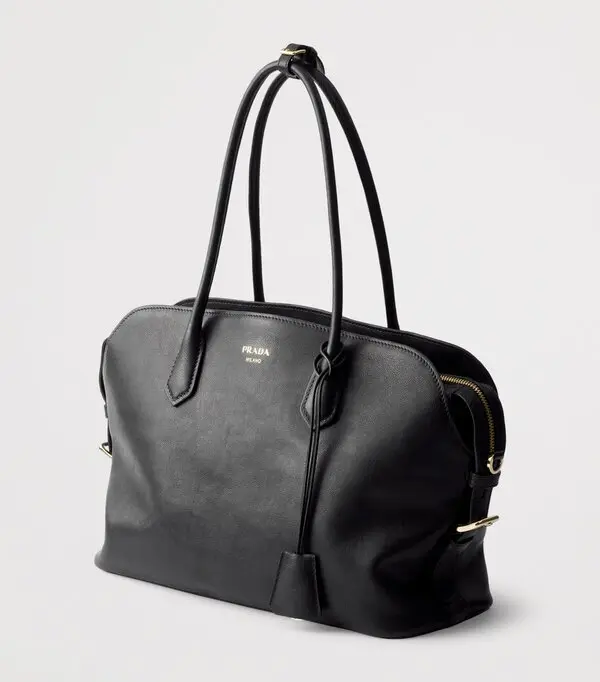Prada Large Buffalo Leather Tote Bag - Black