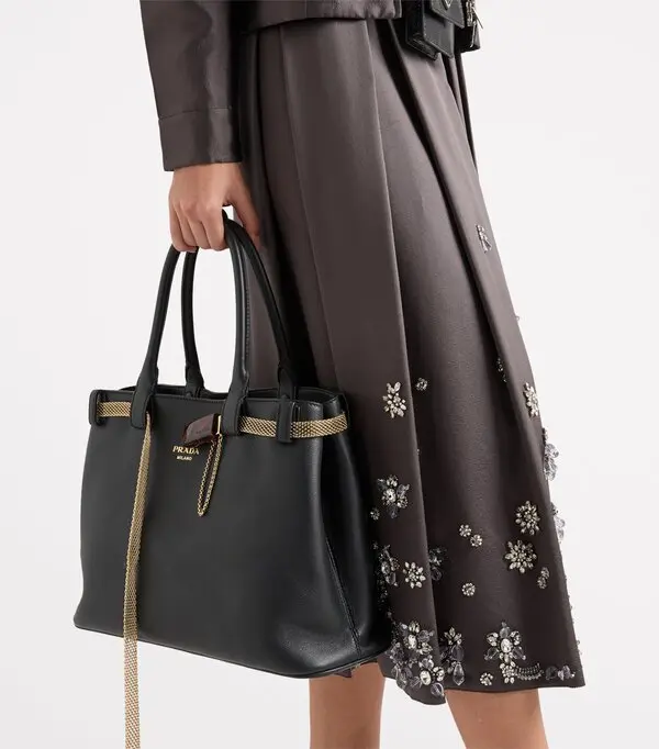 Prada Silk-wool Embroidered Midi Skirt