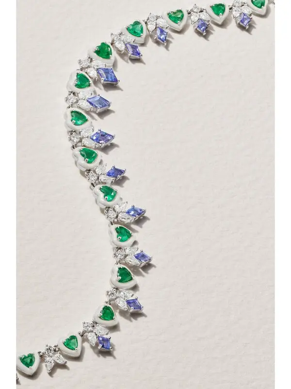 KAMYEN 18-karat White Multi-stone Necklace