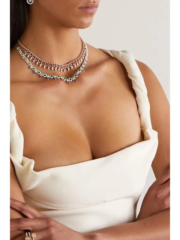 KAMYEN 18-karat White Multi-stone Necklace