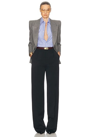 Saint Laurent Button-up Shirt With Embroidered Logo Detail